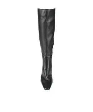 Saint Laurent Leather Square Toe Boots - Black