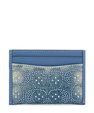 COACH Embellished Denim And Leather Card Holder