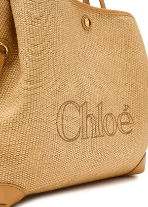 Chloé Clover Logo-embroidered Raffia Tote Bag