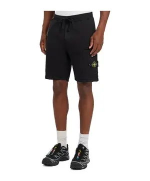 Stone Island Solid Colour Logo Cotton Shorts
