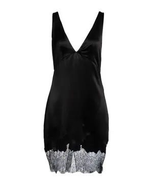 Saint Laurent Solid Color Lace Camisole Dress - Black