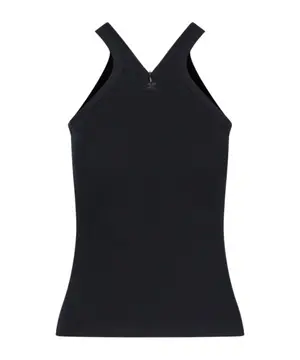 COURREGES Courrèges Ribbed Criss-cross V-neck Tank Top - Black