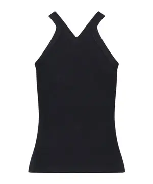 COURREGES Courrèges Ribbed Criss-cross V-neck Tank Top