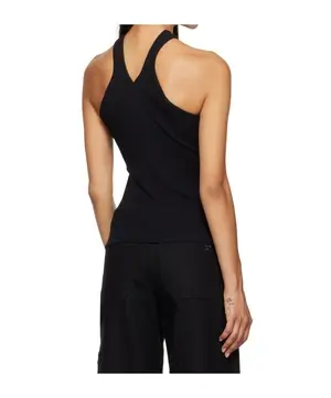 COURREGES Courrèges Ribbed Criss-cross V-neck Tank Top