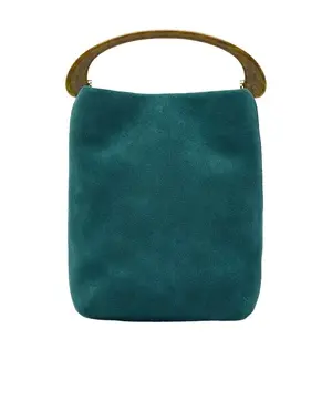 Dries Van Noten Crisp Suede Top Handle Bag - Blue
