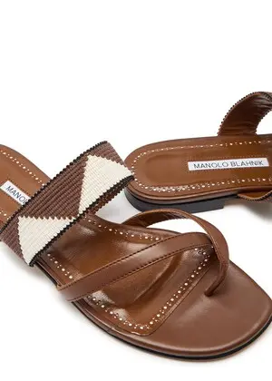 Manolo Blahnik Leather Sandals - Brown