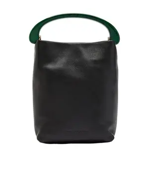 Dries Van Noten Leather Top Handle Bag - Black