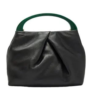 Dries Van Noten Crisp Leather Top Handle Bag - Black
