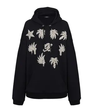 Balmain Embroidered Badge Hoodie - Black