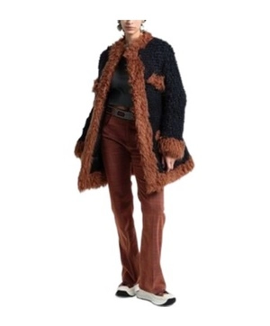 Marni Textured Coat With Fur Trim