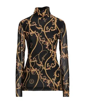 GANNI Multi-color Print Long Sleeve High Neck T-shirt
