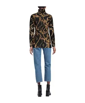 GANNI Multi-color Print Long Sleeve High Neck T-shirt