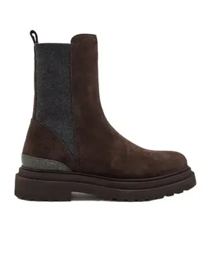 Brunello Cucinelli Brunello Cucinelli Suede Ankle Boots With Elasticated Inserts Black