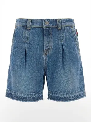 Gucci Pleated Denim Shorts With Raw Hem