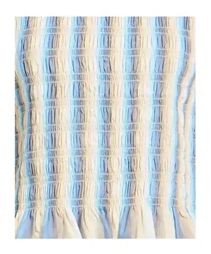 GANNI Stripped Sleeveless Top With Ties And Ruffles - Nude