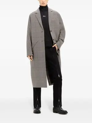 COURREGES Cocoon V-neck Checked Coat - Gray
