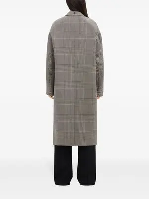 COURREGES Cocoon V-neck Checked Coat - Gray