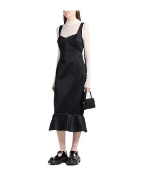 Marni Sleeveless Satin Dress With Ruffled Trim