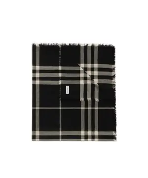 Burberry Check Printed Frayed-edge Scarf