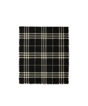 Burberry Check Printed Frayed-edge Scarf