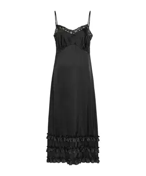 Simone Rocha Ruffled Lace-trim Satin Midi Slip Dress