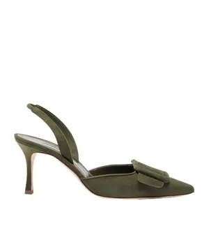 Manolo Blahnik Maysli 70 Suede Slingback Pumps