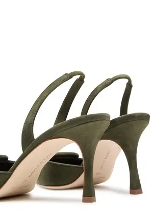 Manolo Blahnik Maysli 70 Suede Slingback Pumps