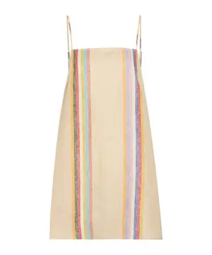 Staud Striped Linen Mini Dress - Nude