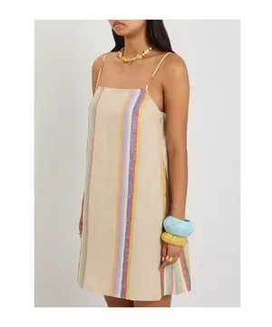 Staud Striped Linen Mini Dress