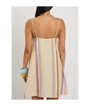 Staud Striped Linen Mini Dress