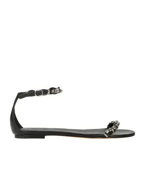 Isabel Marant Étoile Embellished Leather Flat Sandals - Black
