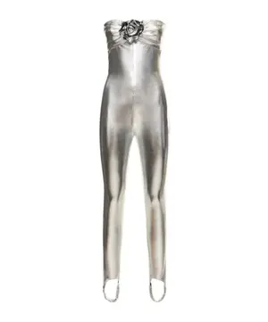 Giuseppe Di Morabito Strapless Jumpsuit With Floral Applique - Gray
