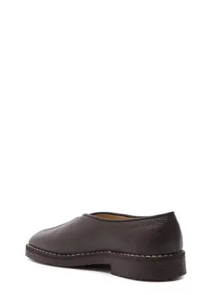 LEMAIRE Piped Grained Leather Slipper Flats
