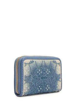 COACH Embellished Denim And Leather Wallet