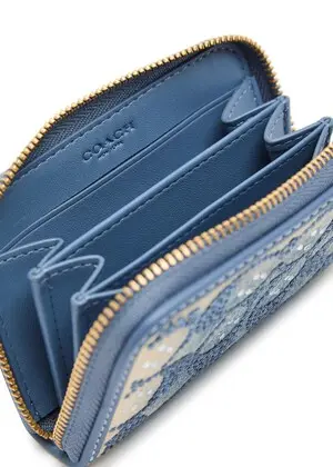 COACH Embellished Denim And Leather Wallet