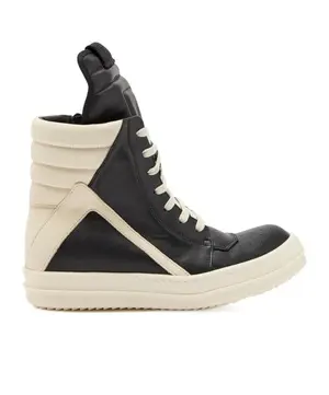 Rick Owens Geobasket Panelled Leather High Top Sneakers