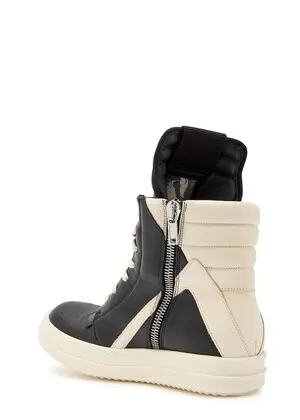 Rick Owens Geobasket Panelled Leather High Top Sneakers
