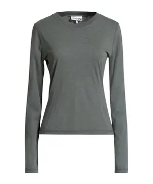 GANNI Long Sleeve T-shirt With Crystal Embellished Logo