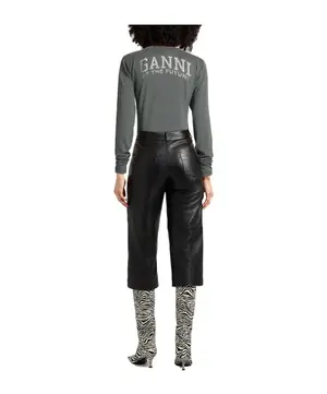 GANNI Long Sleeve T-shirt With Crystal Embellished Logo