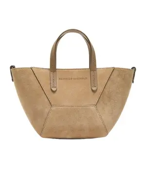 Brunello Cucinelli Brunello Cucinelli Suede Bead Embellished Mini Tote Khaki