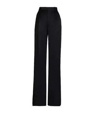 Saint Laurent Solid Color Satin Trousers - Black