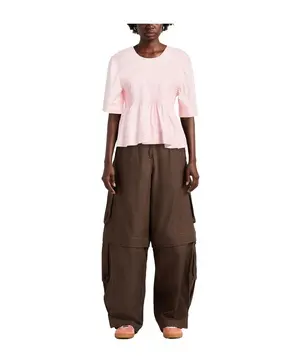 GANNI Peplum Top With Gathered Detail