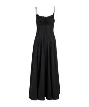 Staud Stretch-cotton Midi Dress - Black