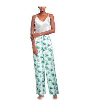 Max Mara Floral Print Satin Wide Leg Trousers