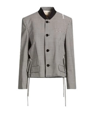 Marni Gingham Checkered Jacket With Drawstring Detail - Gray