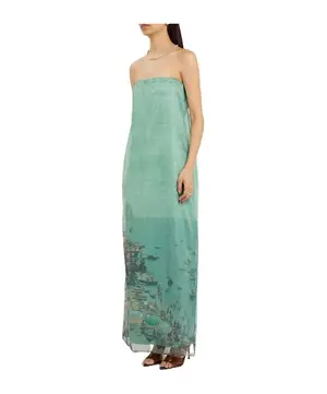 Staud Embellished Organza Strapless Maxi Dress - Green