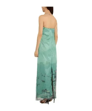 Staud Embellished Organza Strapless Maxi Dress - Green