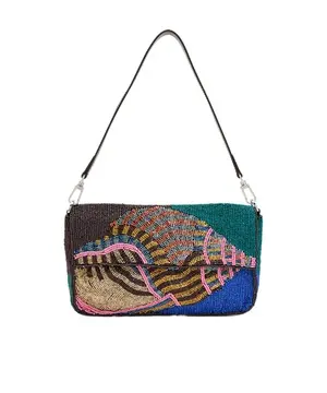 Staud Timmy Beaded Shoulder Bag - Brown