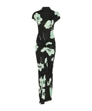 Alaïa Floral-print Jersey Maxi Dress - Black