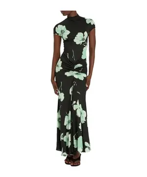 Alaïa Floral-print Jersey Maxi Dress